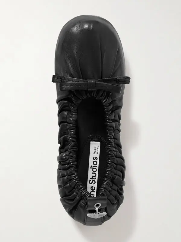 Acne Studios Net Sustain Ruched Leather Ballet Flats