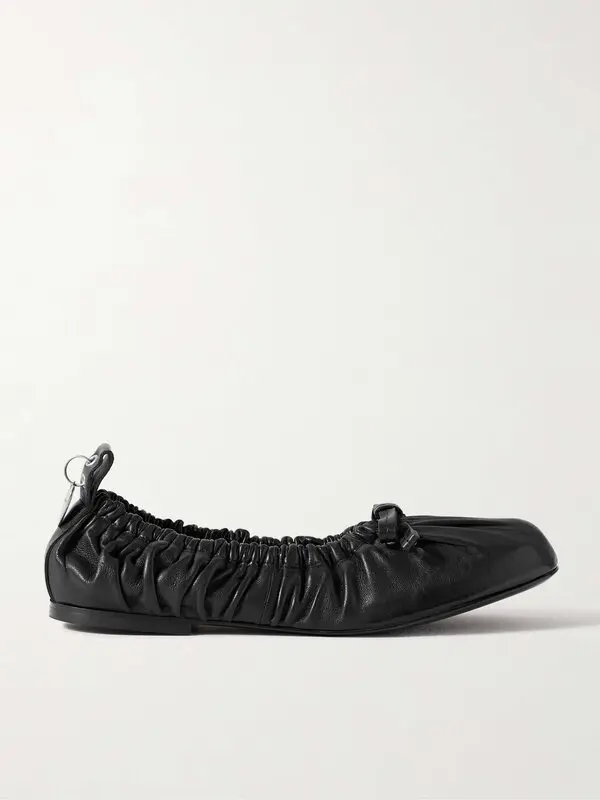Acne Studios Net Sustain Ruched Leather Ballet Flats
