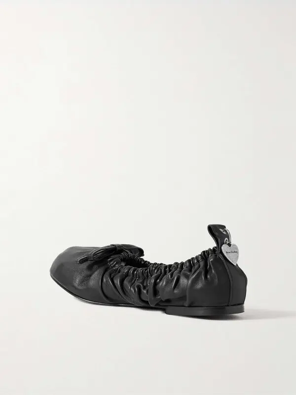 Acne Studios Net Sustain Ruched Leather Ballet Flats