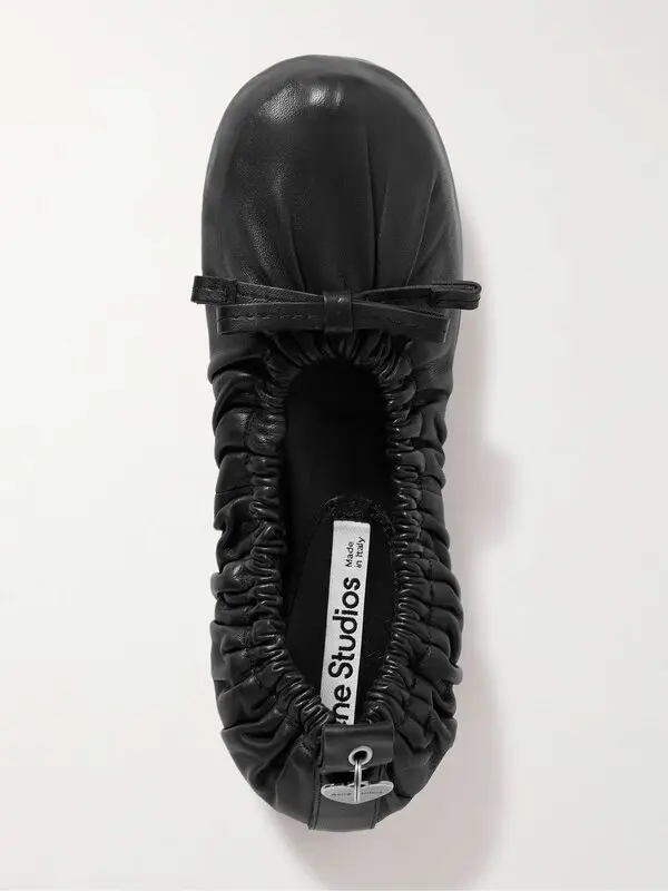 Acne Studios Net Sustain Ruched Leather Ballet Flats