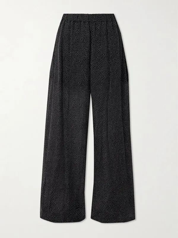 Nina Ricci Polka-dot Silk-tulle Wide-leg Pants - Black