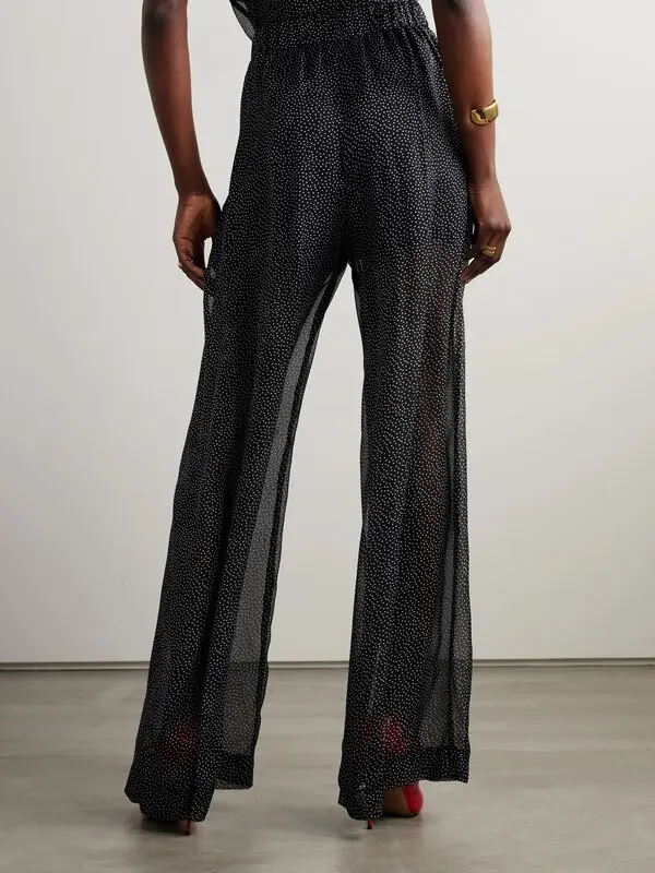 Nina Ricci Polka-dot Silk-tulle Wide-leg Pants
