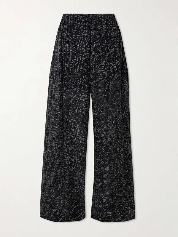 Nina Ricci Polka-dot Silk-tulle Wide-leg Pants