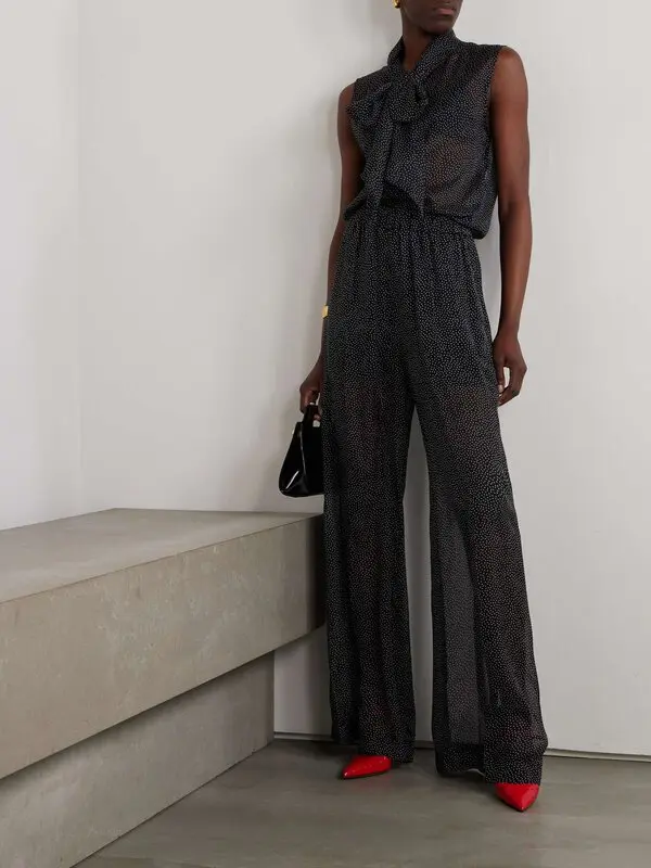 Nina Ricci Polka-dot Silk-tulle Wide-leg Pants