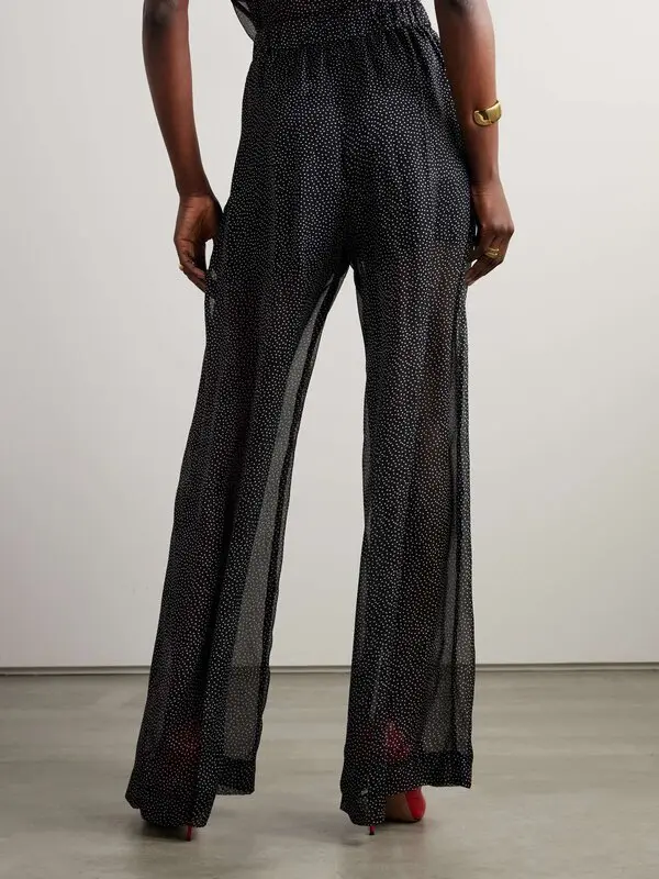 Nina Ricci Polka-dot Silk-tulle Wide-leg Pants