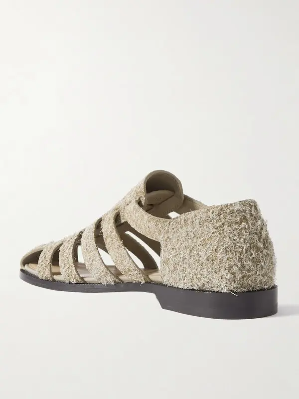 Loewe Campo Cutout Brushed-suede Sandals - Neutrals