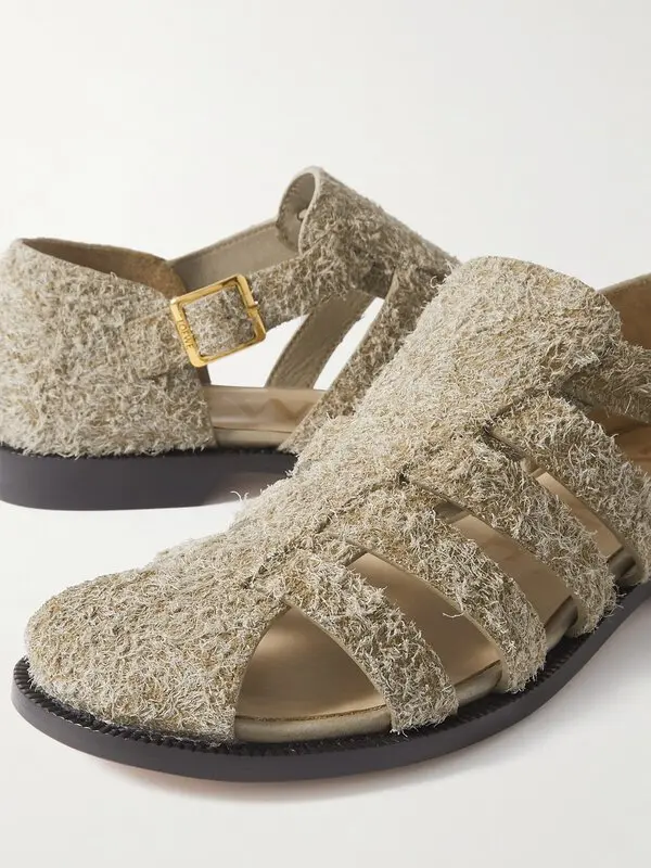 Loewe Campo Cutout Brushed-suede Sandals - Neutrals