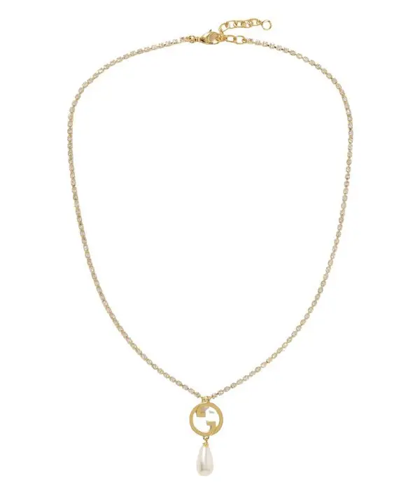 Gucci Blondie -tone, Faux-pearl And Crystal Necklace - Gold