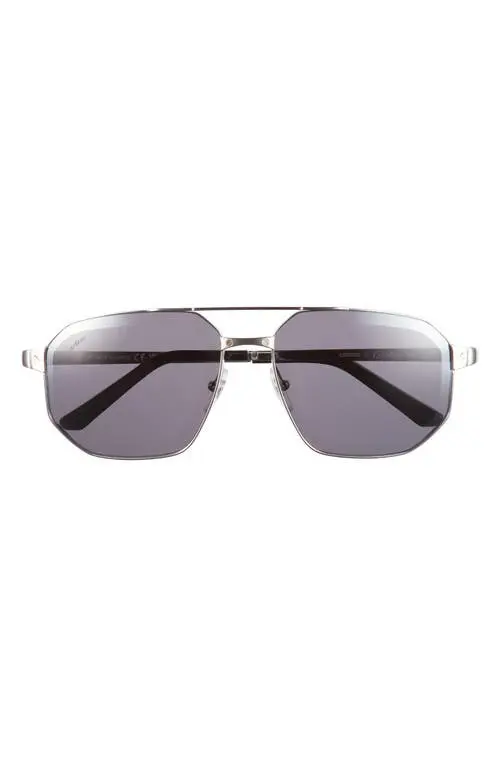 Cartier 60mm Polarized Pilot Sunglasses - Silver2