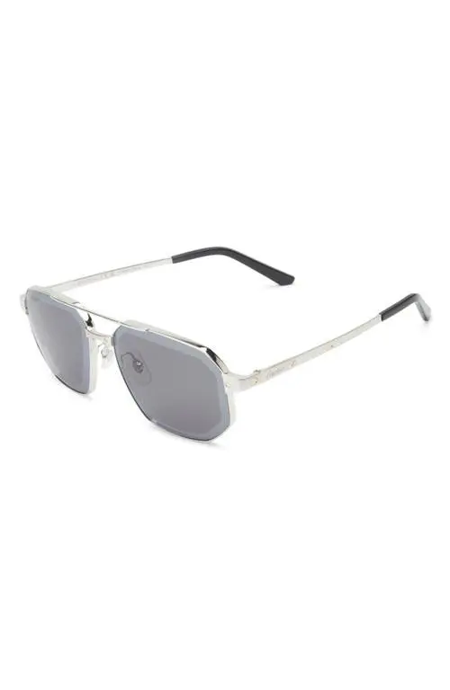 Cartier 60mm Polarized Pilot Sunglasses - Silver2