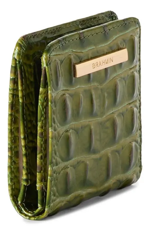 Brahmin Jane Croc Embossed Leather Bifold Wallet - Olive