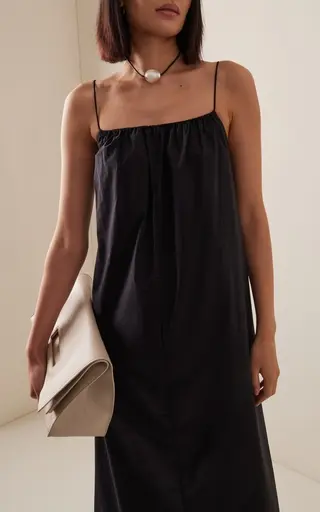 By Malene Birger Lanney Organic-Cotton Maxi Dress - Black/White |  Editorialist