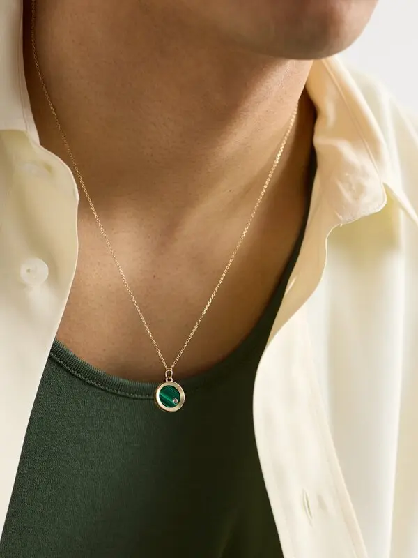 Mateo Malachite And Diamond Pendant Necklace - Gold