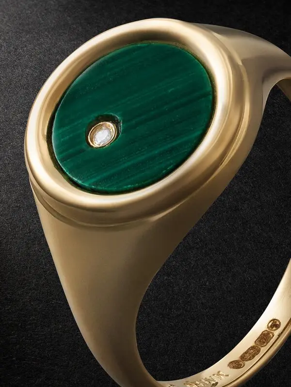 Mateo Malachite And Diamond Signet Ring
