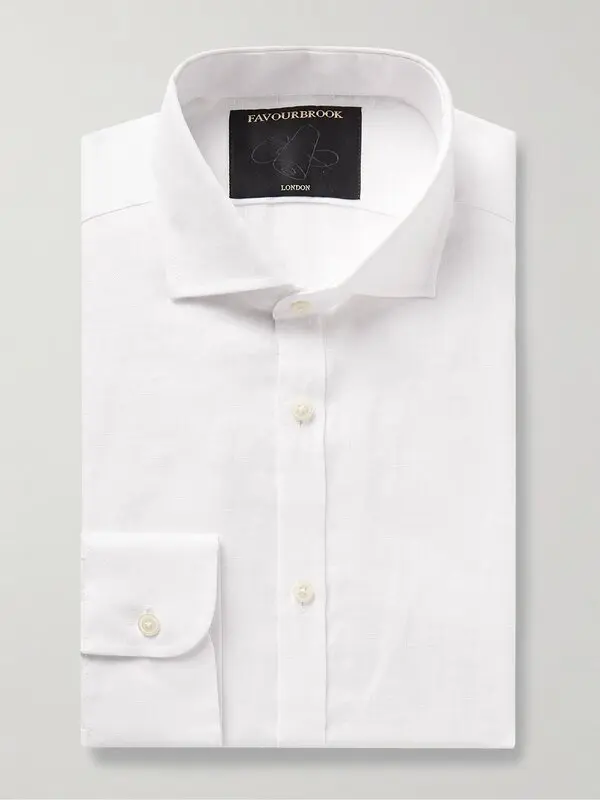 FAVOURBROOK Bridford Cutaway-collar Linen Shirt - White