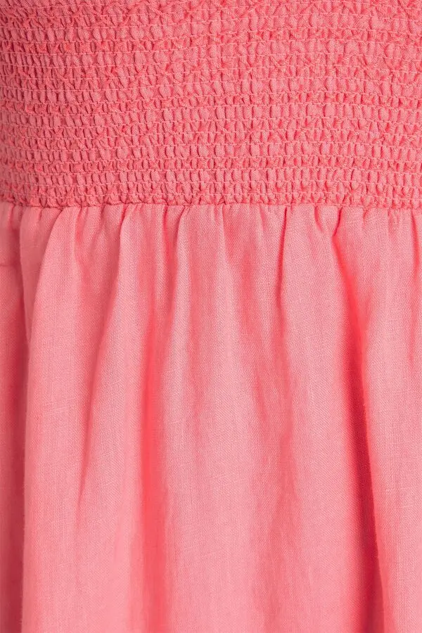 Heidi Klein Lake Garda Smocked Linen Maxi Dress