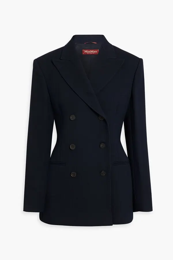 Max Mara Zelma Double-breasted Crepe Blazer - Navy