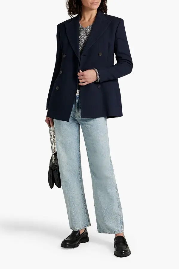 Max Mara Zelma Double-breasted Crepe Blazer - Navy