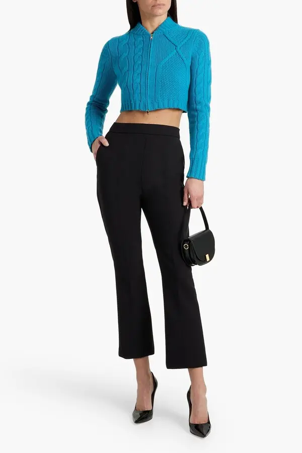 Max Mara Nepeta Grain De Poudre Wool-blend Kick-flare Pants - Black