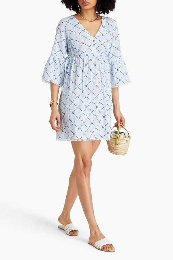 Heidi Klein Printed Cottongauze Mini Dress