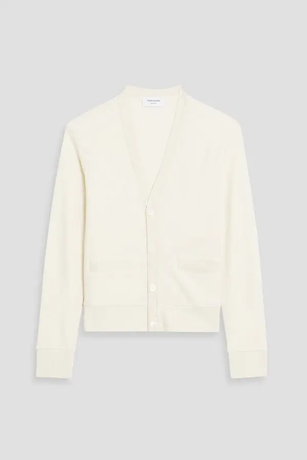 Thom Browne Cashmere Piqué Cardigan - Ivory