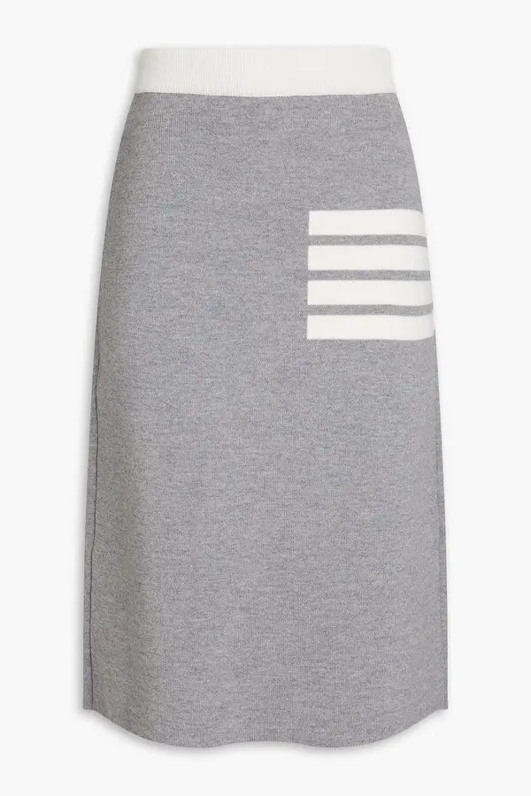 Thom Browne Striped Intarsia Wool-blend Skirt - Light Gray