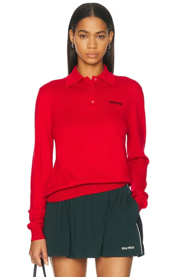 Miu Miu Polo Sweater - Rosso