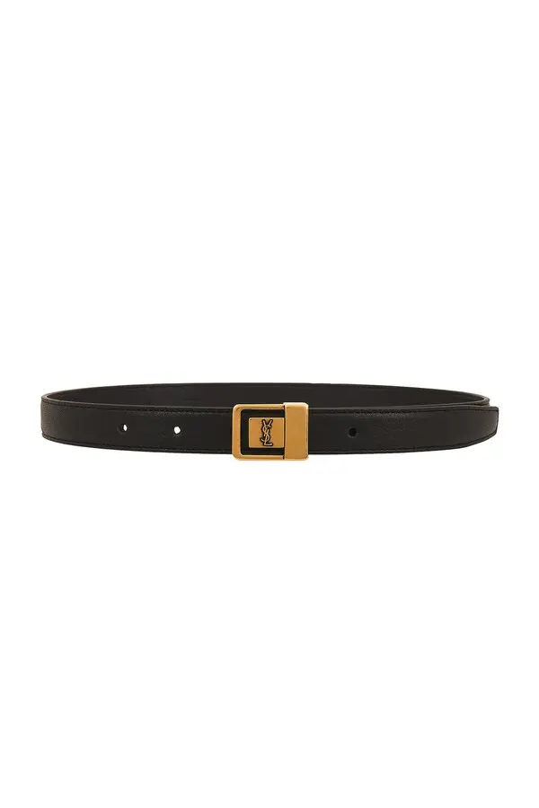 Saint Laurent Buckle Skinny Belt - Nero
