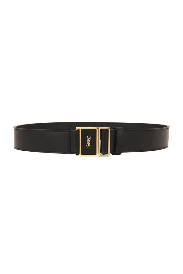 Saint Laurent Cassandre Leather Belt - Nero