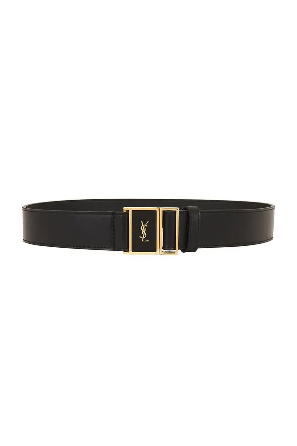 Saint Laurent Cassandre Leather Belt - Nero