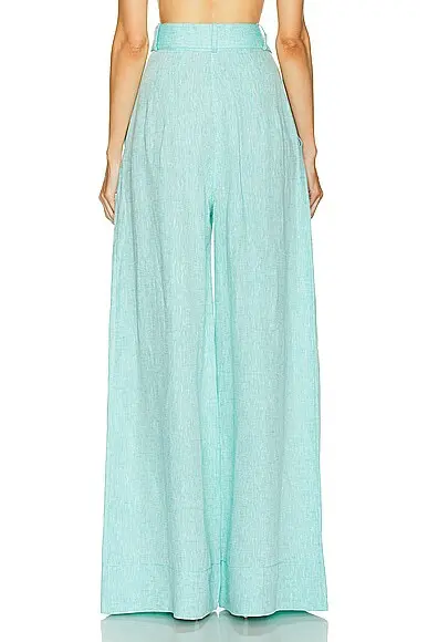 Matthew Bruch Wide Leg Pleated Pant In Teal
