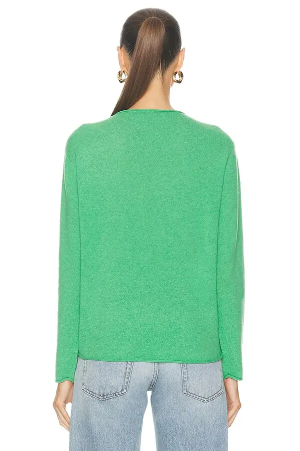 THE ELDER STATESMAN Tranquility Roll Crew Sweater In Green