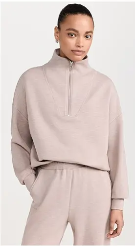 Varley Hawley Half Zip Sweatshirt - Taupe Marl