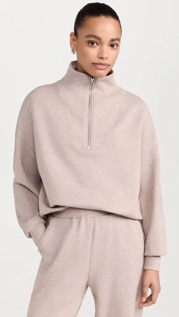 Varley Hawley Half Zip Sweatshirt - Taupe Marl