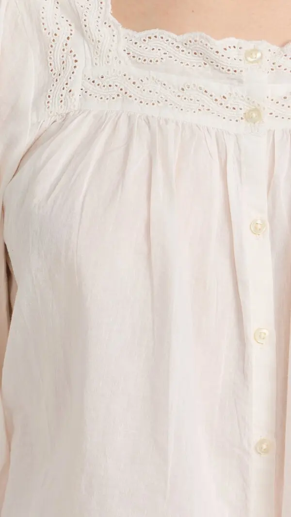 The Great. The Eyelet Button Sleep Top - True White