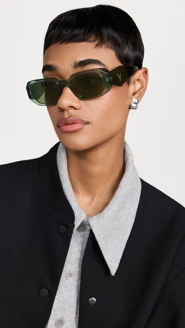 Prada Pr 17ws Rectangular Sunglasses - Transparent Sage