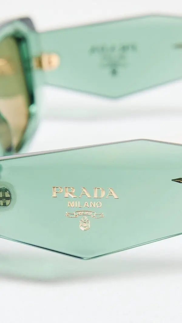 Prada Pr 17ws Rectangular Sunglasses - Transparent Sage