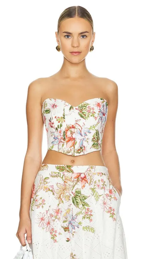 Hemant & Nandita Corset Top - White Floral