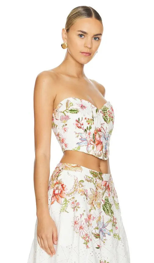 Hemant & Nandita Corset Top - White Floral