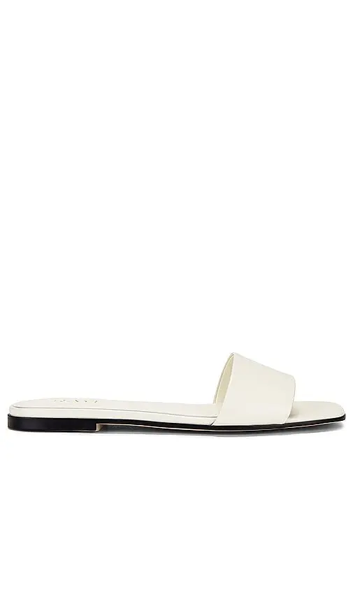 Raye Hillie Square Toe Flat Sandals - White