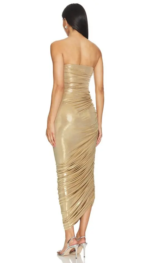Norma Kamali Strapless Diana Gown In Metallic - Gold