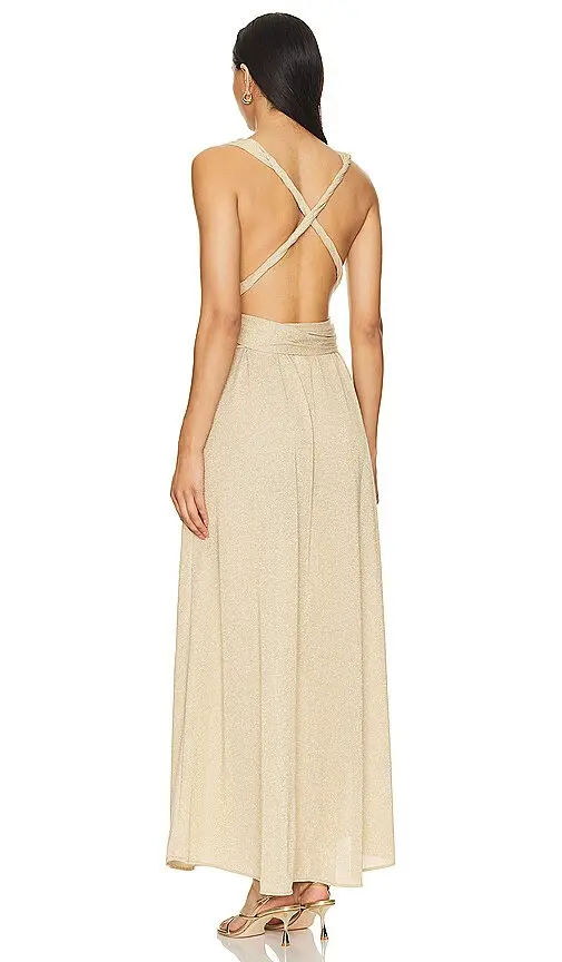 Luli Fama X Cosita Buena Convertible Maxi Dress In Beige In Gold Rush - 24%  Off | Editorialist