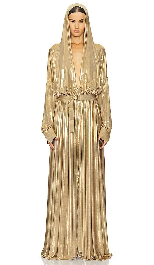gold hooded dress Gold Holographic Cap Sleeve Hoodie Skater Dress main image 0