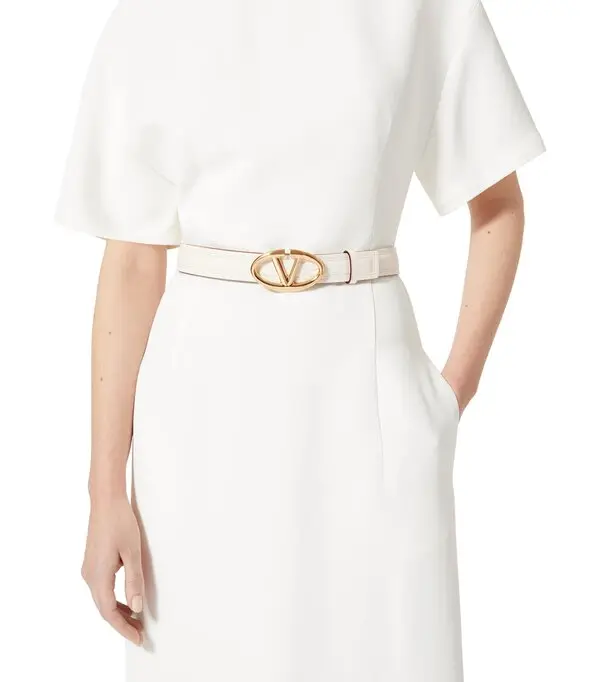 Calfskin VLogo The Bold Edition Belt M Light Ivory Vlogo Signature Belt In Shiny Calfskin With Crystals 30 Mm  main image 2