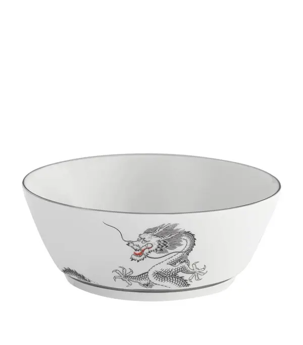 MEISSEN Porcelain-platinum Lucky Dragon Bowl - Metallic