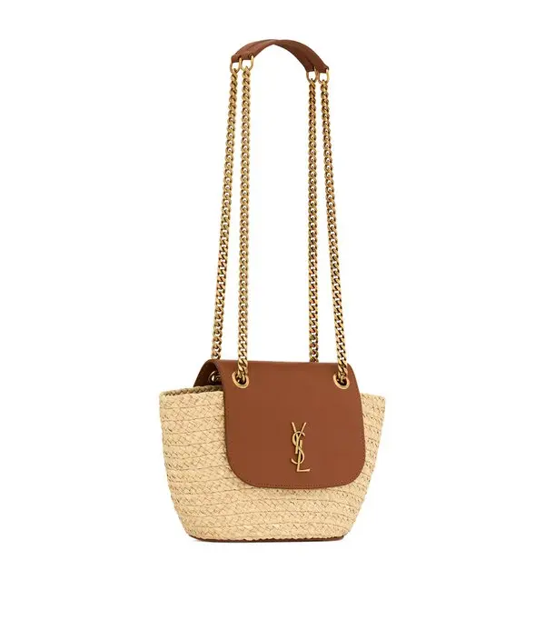Saint Laurent Mini Raffia Panier Shoulder Bag