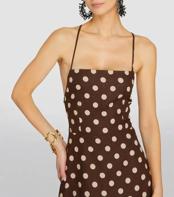 posse brown linen dress Sabine linen midi dress in brown - Posse
