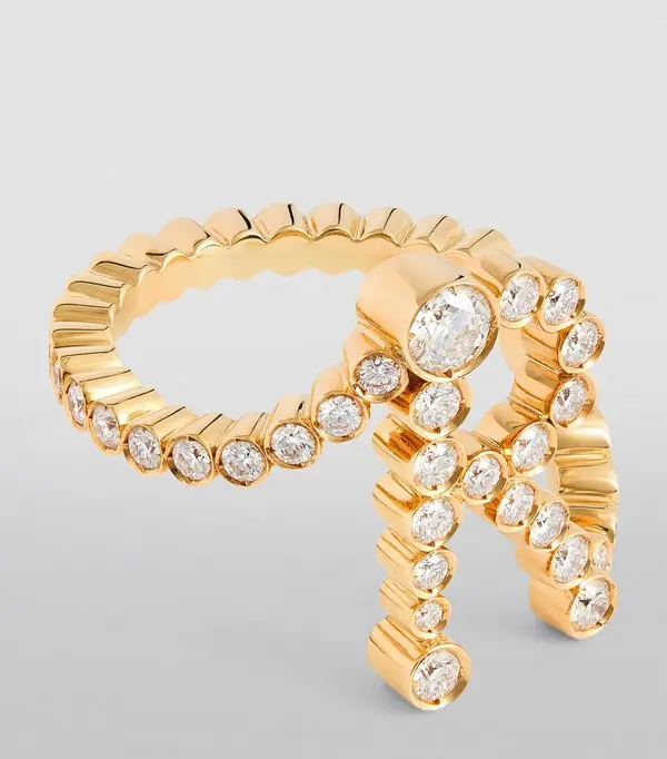 Sophie Bille Brahe Yellow Diamond Ensemble Initial 'r' Ring - Gold