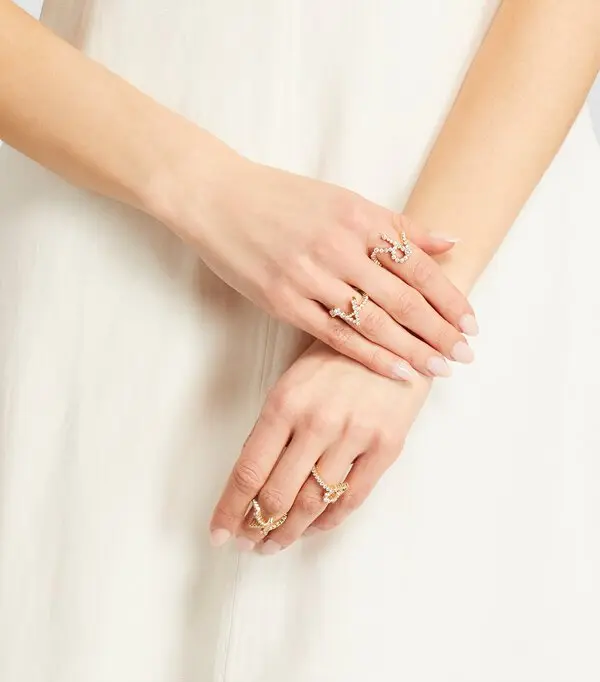 Sophie Bille Brahe Yellow Diamond Ensemble Initial 'r' Ring - Gold