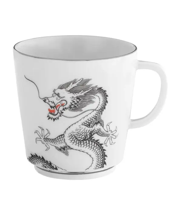 MEISSEN Porcelain-platinum Lucky Dragon Mug - Metallic
